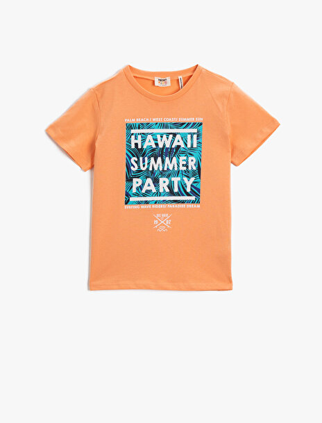 Koton Erkek Çocuk Yazılı Tişört Kısa Kollu Bisiklet Yaka Pamuklu