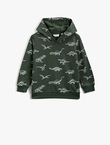 Koton Erkek Çocuk Pamuklu Kapüşonlu Baskılı Uzun Kollu Sweatshirt