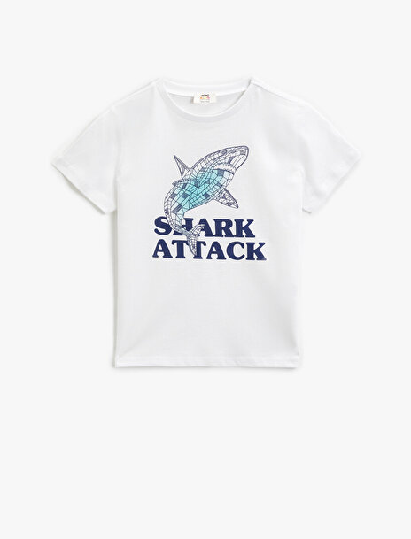 Koton Erkek Çocuk Yazılı Tişört Kısa Kollu Biisiklet Yaka Pamuklu