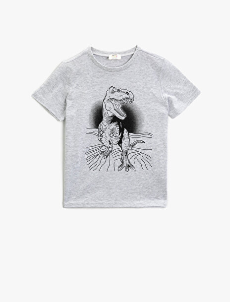 Koton Erkek Çocuk Dinozor Baskılı Tişört  Kısa Kollu Pamuklu