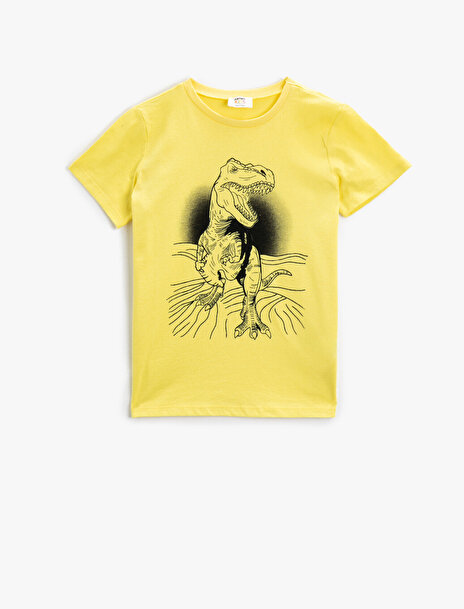Koton Erkek Çocuk Dinozor Baskılı Tişört  Kısa Kollu Pamuklu