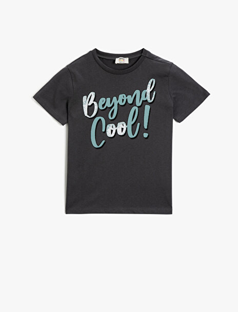 Koton Erkek Çocuk Yazılı Tişört Slogan Baskılı Kısa Kollu Pamuklu