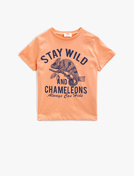 Koton Erkek Çocuk Yazılı Tişört Kısa Kollu Pamuklu Bisiklet Yaka