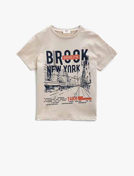 Koton Erkek Çocuk Yazılı Tişört Kısa Kollu Pamuklu