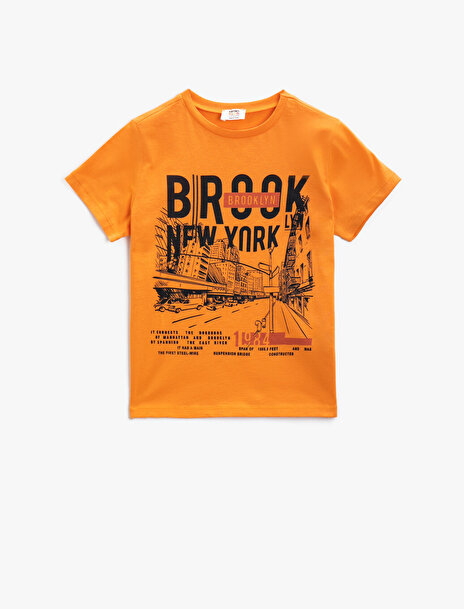 Koton Erkek Çocuk Yazılı Tişört Kısa Kollu Pamuklu