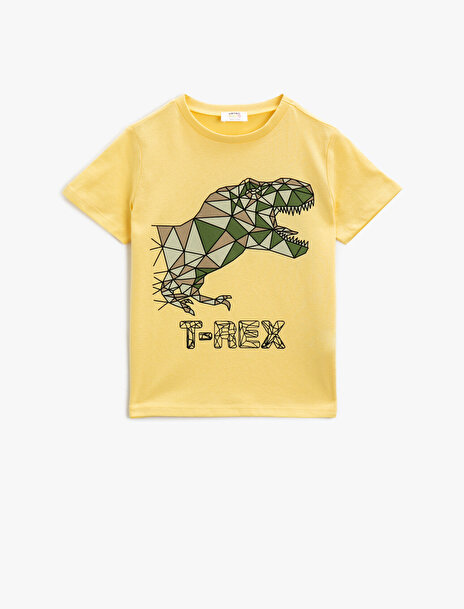 Koton Erkek Çocuk Kısa Kollu Tişört Dinozor Baskılı Pamuklu