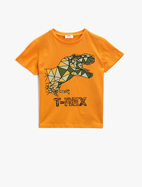 Koton Erkek Çocuk Kısa Kollu Tişört Dinozor Baskılı Pamuklu