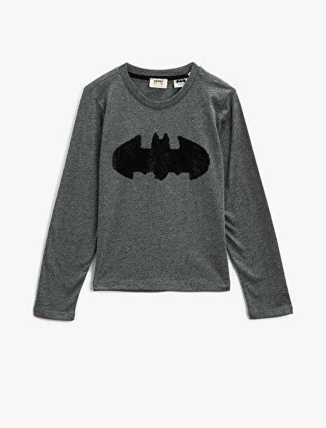 Koton Erkek Çocuk Batman Lisanslı Pullu Pamuklu Bisiklet Yaka Uzun Kollu Tişört Koton Erkek Çocuk Batman Lisanslı Pullu Pamuklu Bisiklet Yaka Uzun Kollu Tişört