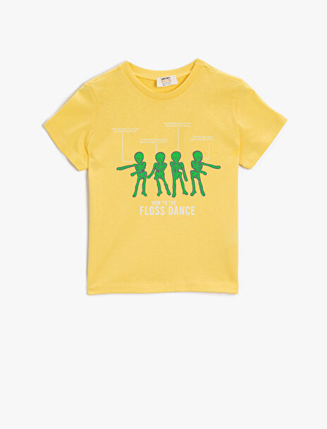 Koton Erkek Çocuk Karanlıkta Parlayan Tişört Bisiklet Yaka Kısa Kollu Pamuklu