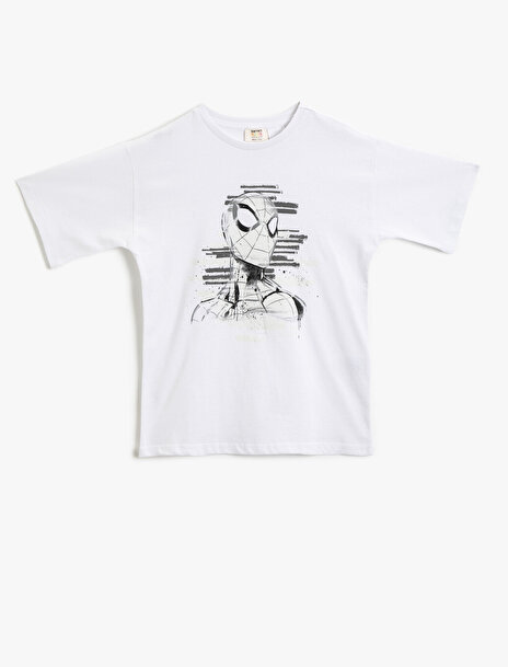 Koton Erkek Çocuk Işıkta Değişen Spiderman Lisanslı Tişört Pamuklu