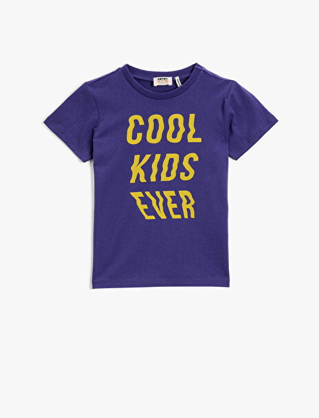 Koton Erkek Çocuk Yazılı Tişört Kısa Kollu Pamuklu Bisiklet Yaka