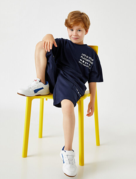 Koton Erkek Çocuk Organik Pamuklu Baskili Tisört Bisiklet Yaka Kisa Kollu