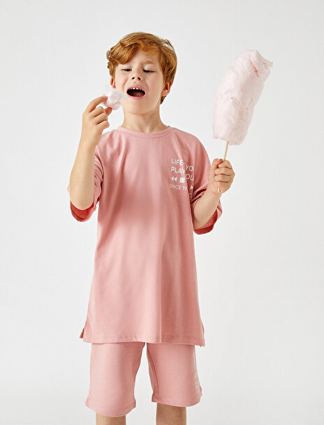 Koton Erkek Çocuk Organik Pamuklu Baskili Tisört Bisiklet Yaka Kisa Kollu