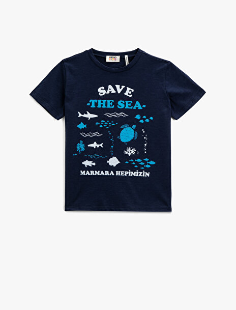 Koton Erkek Çocuk Marmara Temalı Baskılı Tişört Pamuklu