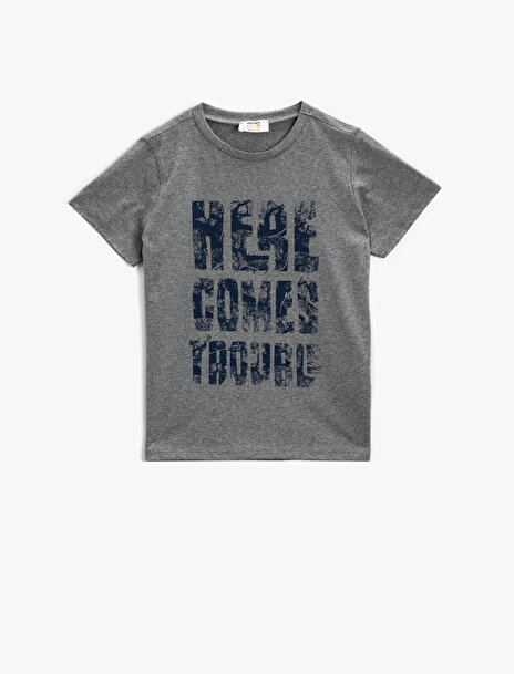 Koton Erkek Çocuk Yazı Baskılı Tişört Kısa Kollu Pamuklu