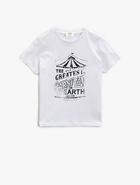 Koton Erkek Çocuk Yazılı Tişört Kısa Kollu Pamuklu