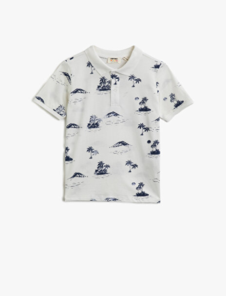 Koton Erkek Çocuk Polo Yaka Tişört Pamuklu Kısa Kollu Baskılı