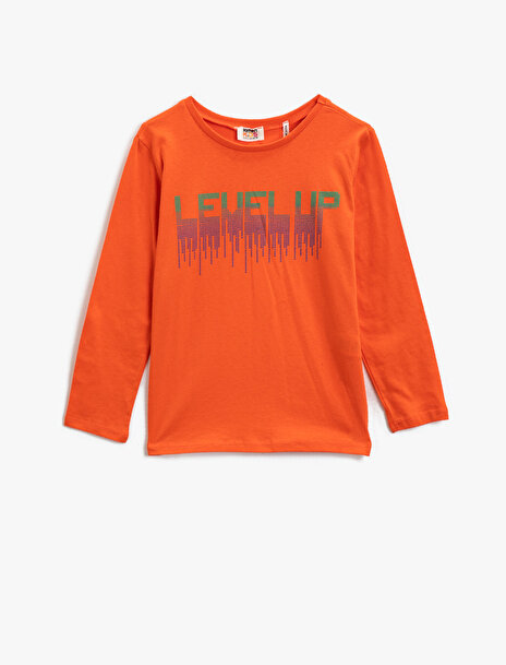 Koton Erkek Çocuk Pamuklu Yazılı Baskılı Bisiklet Yaka Uzun Kollu Tişört Koton Erkek Çocuk Pamuklu Yazılı Baskılı Bisiklet Yaka Uzun Kollu Tişört