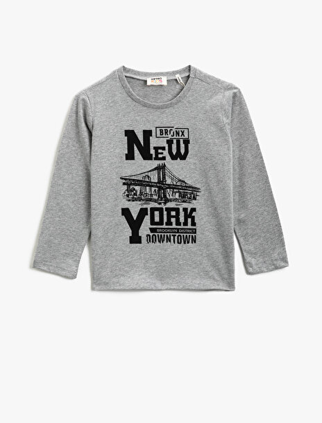 Koton Erkek Çocuk Pamuklu Yazılı Baskılı Bisiklet Yaka Uzun Kollu Tişört Koton Erkek Çocuk Pamuklu Yazılı Baskılı Bisiklet Yaka Uzun Kollu Tişört