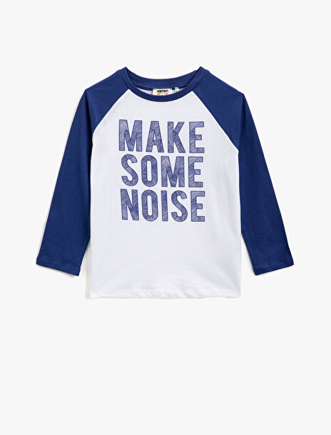 Koton Erkek Çocuk Yazılı Baskılı Tişört Pamuklu Uzun Kollu