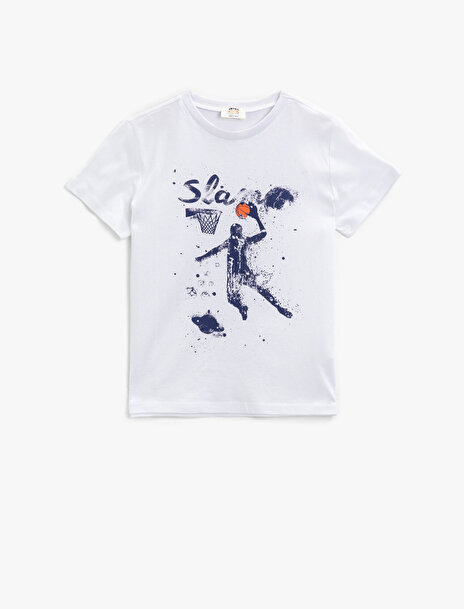 Koton Erkek Çocuk Baskılı Tişört Kısa Kollu Bisiklet Yaka Pamuklu