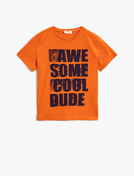 Koton Erkek Çocuk Yazılı Tişört Kısa Kollu Pamuklu