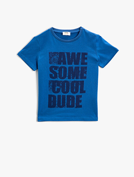 Koton Erkek Çocuk Yazılı Tişört Kısa Kollu Pamuklu