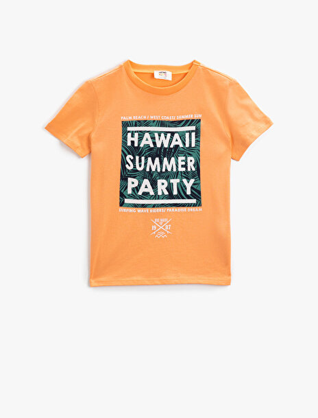 Koton Erkek Çocuk Yazılı Baskılı Tişört Kısa Kollu Bisiklet Yaka Pamuklu