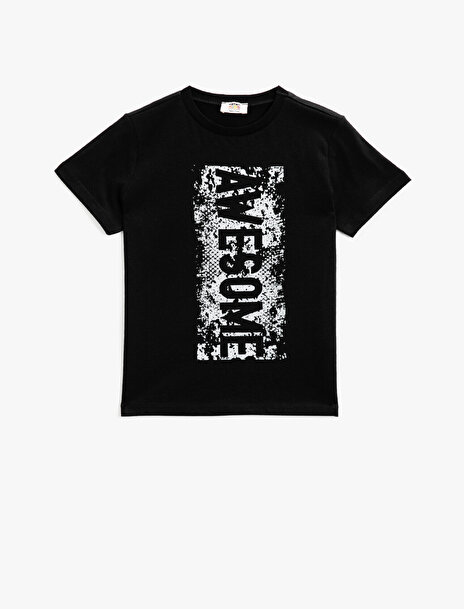 Koton Erkek Çocuk Yazılı Tişört Kısa Kollu Biisiklet Yaka Pamuklu