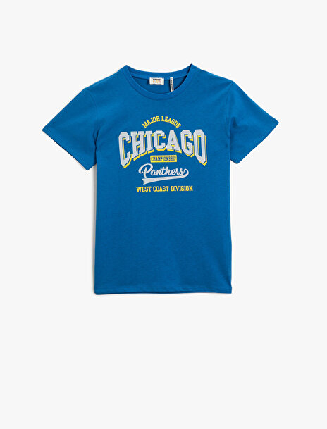 Koton Erkek Çocuk Yazılı Tişört Kısa Kollu Pamuklu Bisiklet Yaka