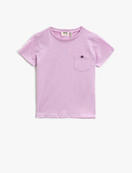 Koton Erkek Çocuk Düz Tişört Pamuklu Cepli Bisiklet Yaka Kısa Kollu