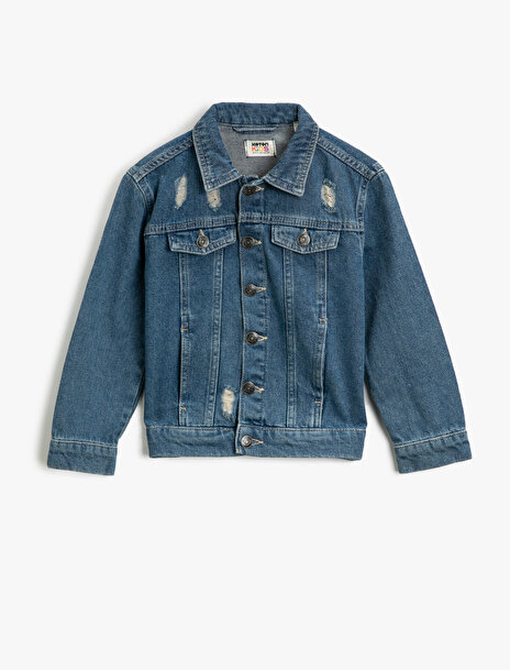 Koton Erkek Çocuk Cepli Klasik Yaka Pamuklu Jean Ceket Koton Erkek Çocuk Cepli Klasik Yaka Pamuklu Jean Ceket