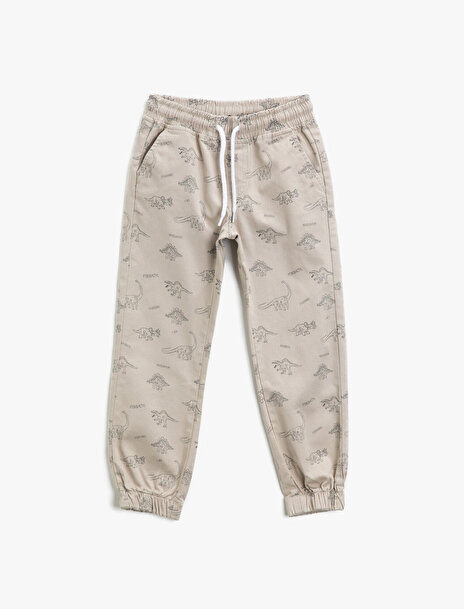 Koton Erkek Çocuk Pamuklu Dinazor Baskılı Cepli Beli Bağlamalı Pantolon