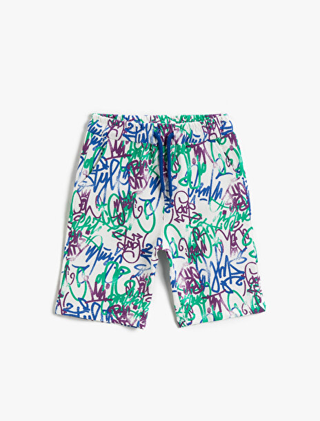 Koton Erkek Çocuk Desenli Şort Kemerli Pamuklu