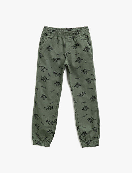 Koton Erkek Çocuk Pamuklu Dinazor Baskılı Cepli Beli Lastikli Pantolon