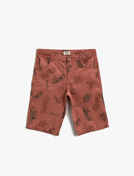 Koton Erkek Çocuk Yaprak Baskılı Şort Pamuklu