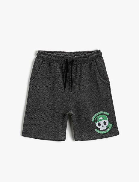 Koton Erkek Çocuk Kuru Kafa Baskılı Kısa Şort Beli Lastikli