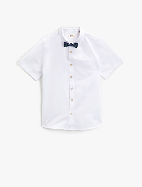 Koton Erkek Çocuk Kısa Kollu Gömlek Klasik Yaka Pamuklu Papyonlu