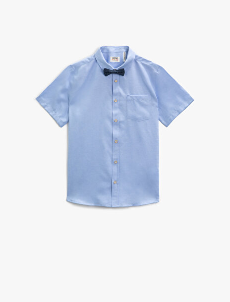 Koton Erkek Çocuk Kısa Kollu Gömlek Klasik Yaka Pamuklu Papyonlu