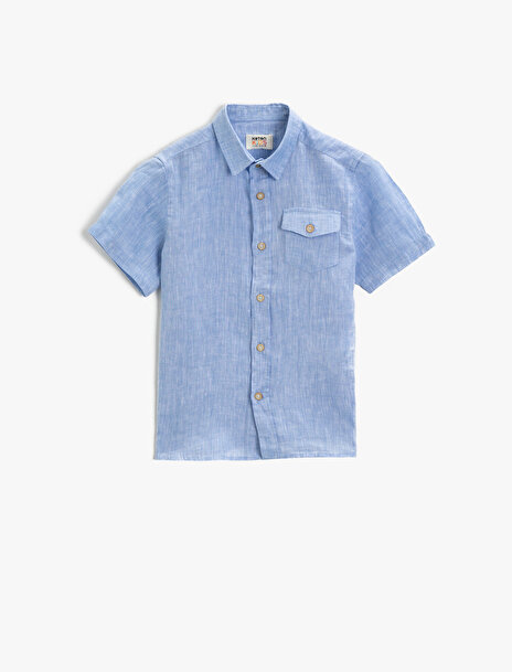 Koton Erkek Çocuk Kısa Kollu Keten Gömlek Cepli
