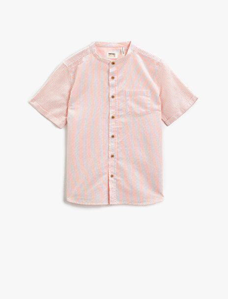 Koton Erkek Çocuk Kısa Kollu Gömlek Hakim Yaka Çizgili