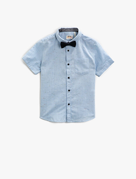 Koton Erkek Çocuk Kısa Kollu Gömlek Klasik Yaka Pamuklu Papyonlu Koton Erkek Çocuk Kısa Kollu Gömlek Klasik Yaka Pamuklu Papyonlu