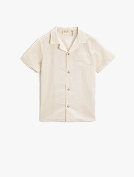 Koton Erkek Çocuk Keten Gömlek Kısa Kollu Cepli