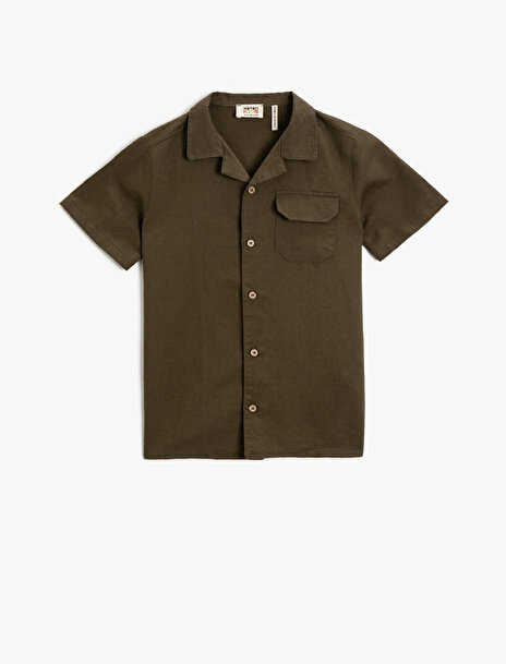 Koton Erkek Çocuk Keten Gömlek Kısa Kollu Cepli