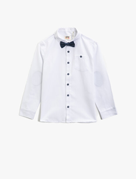 Koton Erkek Çocuk Pamuklu Papyonlu Klasik Yaka Uzun Kollu Gömlek
