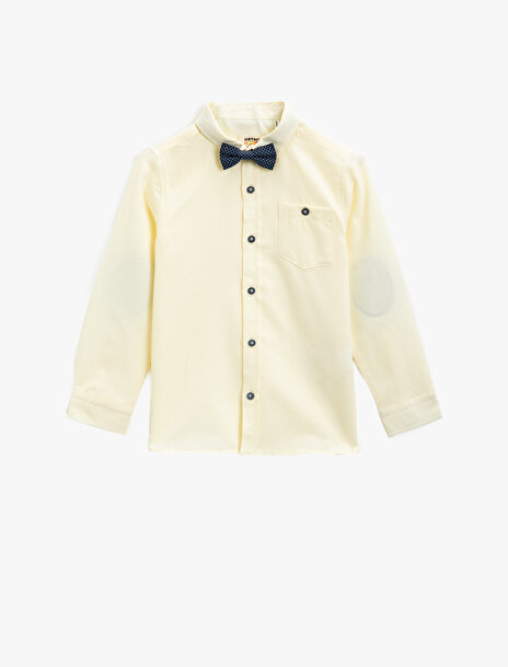 Koton Erkek Çocuk Pamuklu Papyonlu Klasik Yaka Uzun Kollu Gömlek