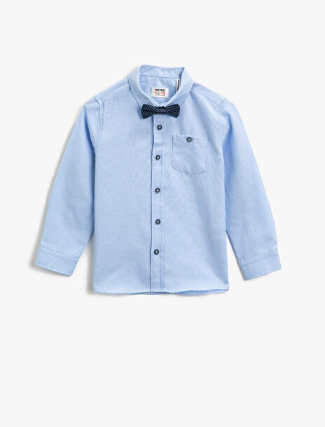 Koton Erkek Çocuk Pamuklu Papyonlu Klasik Yaka Uzun Kollu Gömlek