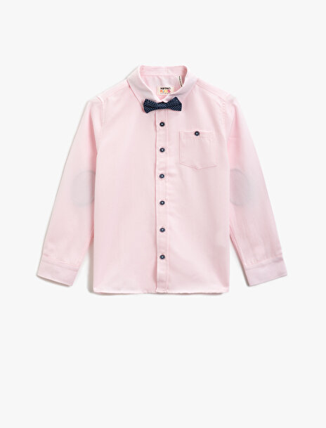 Koton Erkek Çocuk Pamuklu Papyonlu Klasik Yaka Uzun Kollu Gömlek