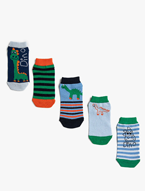 Koton Erkek Çocuk Erkek Çocuk Dinazorlu Çorap Seti Baskılı Çizgili