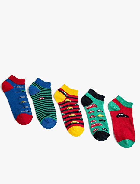Koton Erkek Çocuk Erkek Çocuk Arabalı Çorap Seti Pamuklu Çizgili